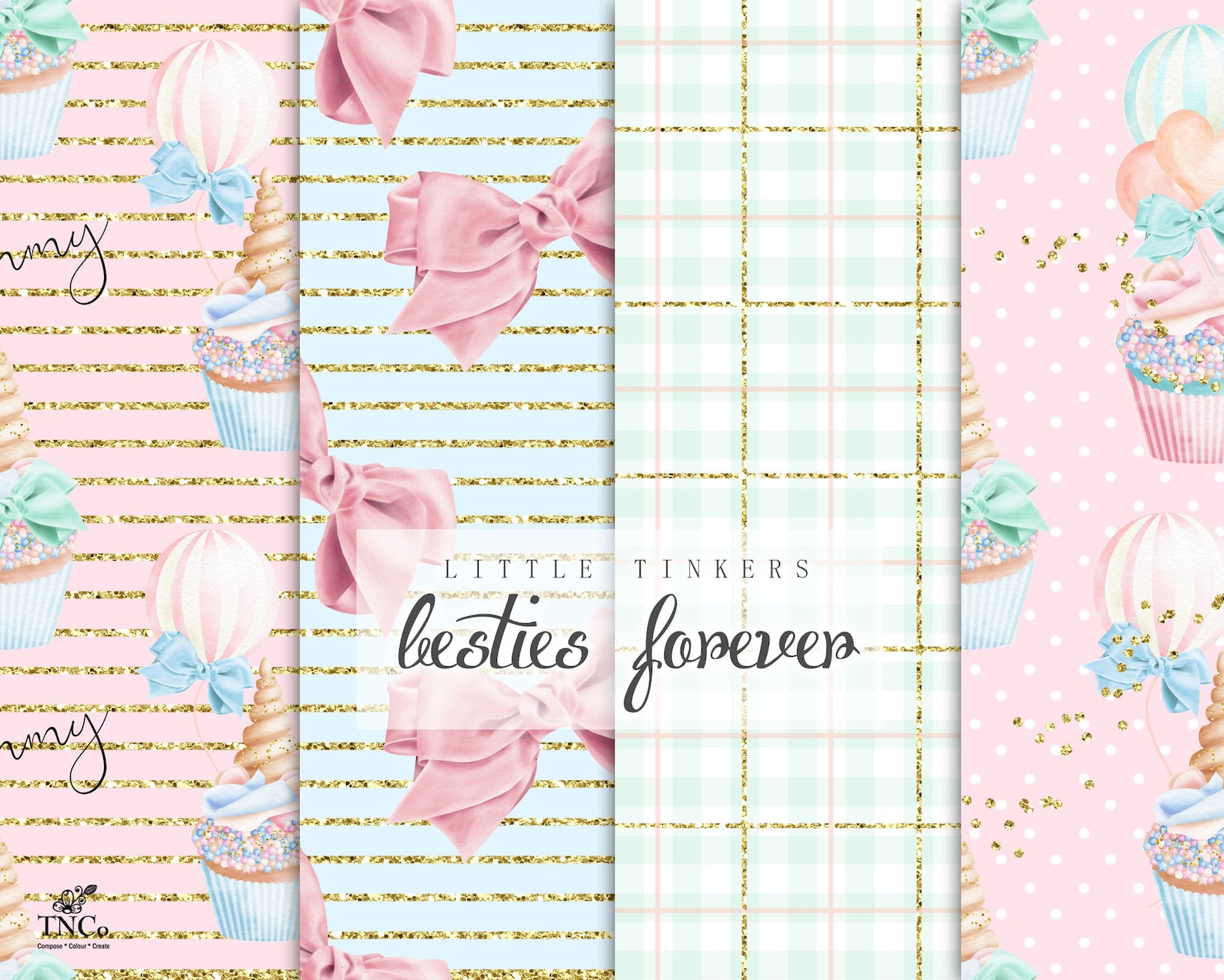 Cupcake Digital Paper Unicorn Party Printables Mermaid - Etsy