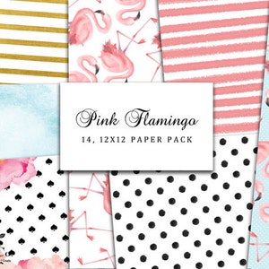 Flamingo Paper - Digital Scrapbooking Paper - Polka Dot Digital Paper ...