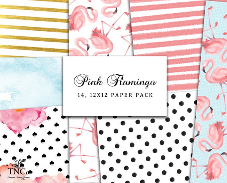 Flamingo paper Digital Scrapbooking paper Polka dot | Etsy