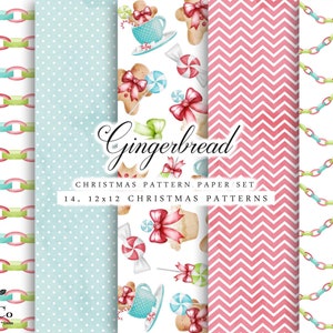Gingerbread Digital Paper - Christmas Digital Paper - Watercolor ...