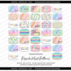 Kids and Adults Summer Sublimation Mask Designs - Popsicle Mask ...