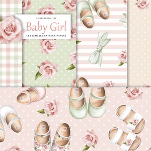 Rose Pattern Digital Paper - Gingham Paper - Digital Download ...