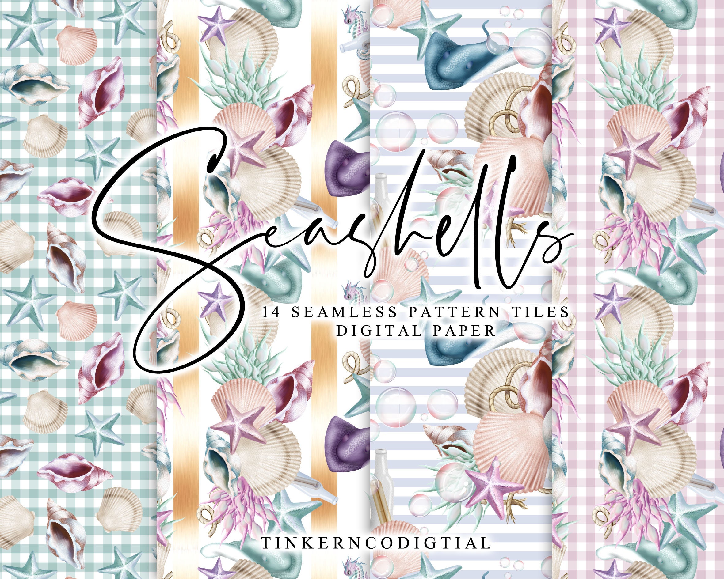 Summer Pattern Paper - Digital Background Paper - Ocean Digital Paper ...