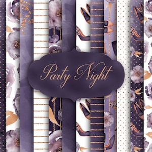 Digital Scrapbook Paper - Digital Party Paper - Digital Purple Paper ...