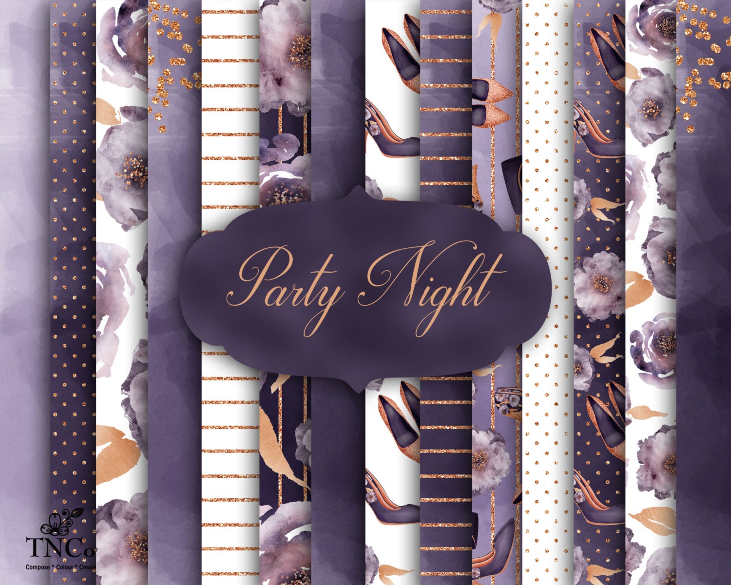 Digital Scrapbook Paper Digital Party Paper Digital Purple | Etsy UK