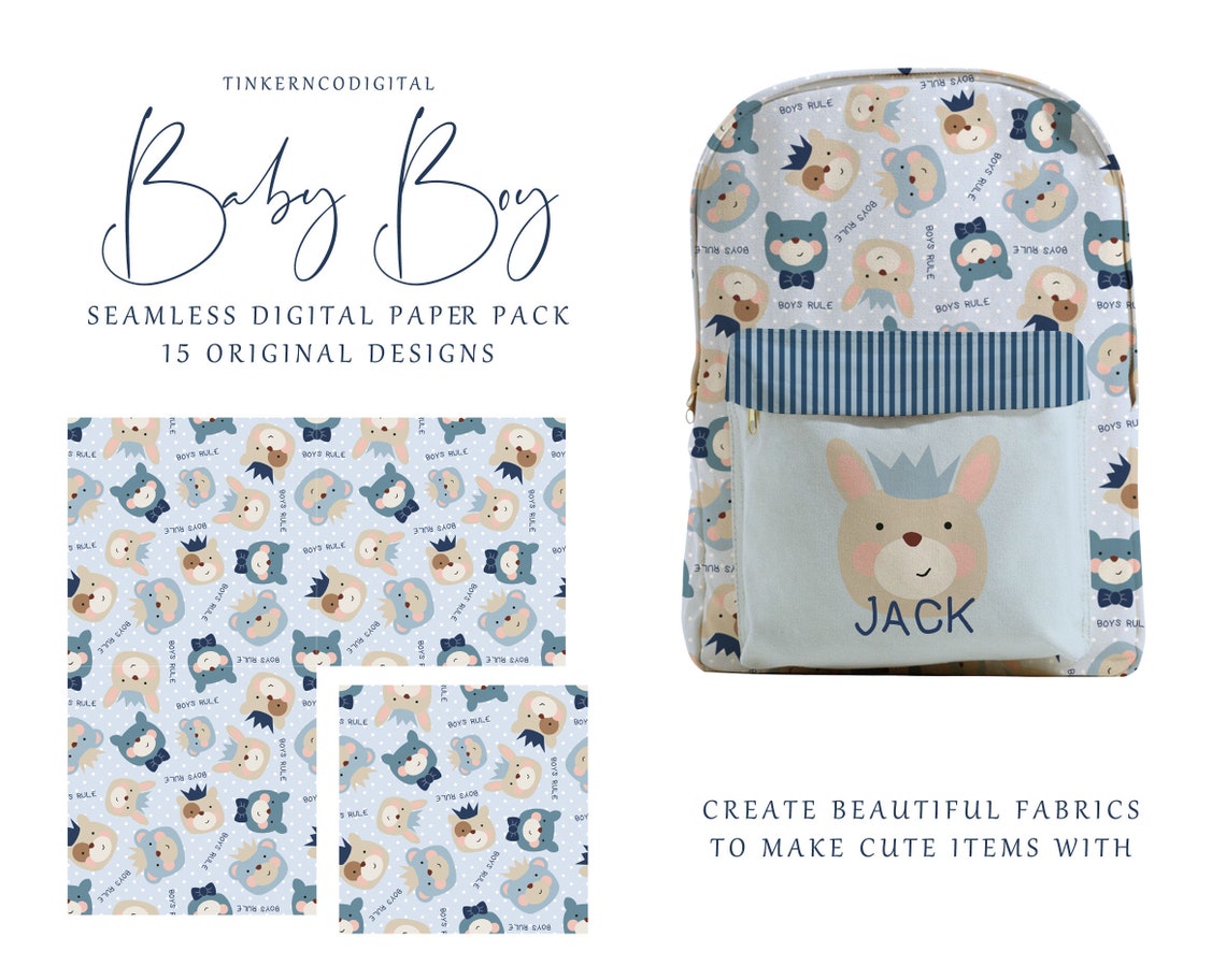 Boy Digital Paper Bear Background Pattern Printable - Etsy