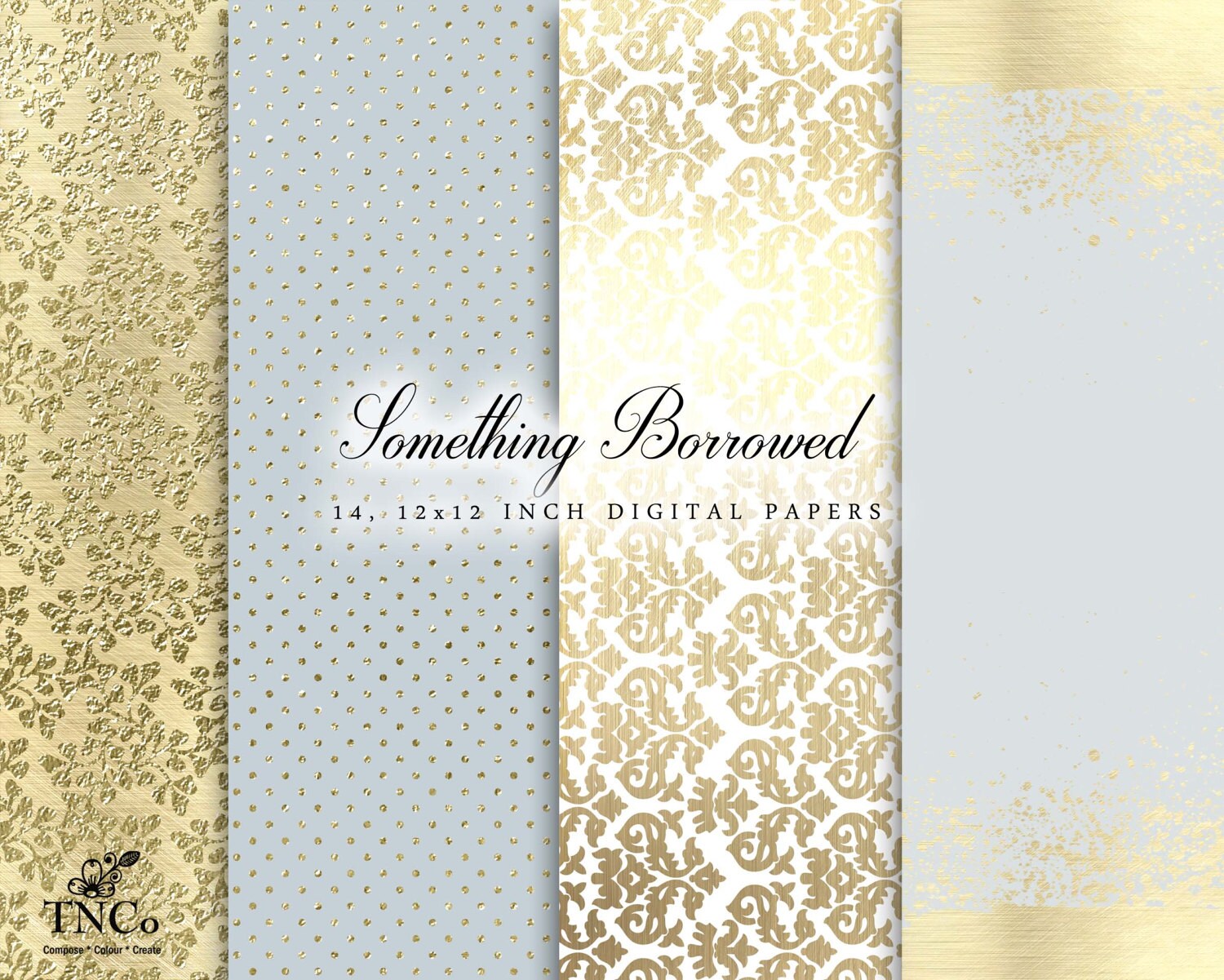 Glitter Digital Paper Blue Digital Paper Digital Gold Foil | Etsy