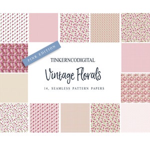 Pink Rose Seamless Digital Paper - Vintage Digital Scrapbook Background ...