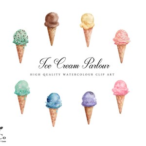 Summer Clip Art Watercolour Ice Cream Ice Cream Clip Art Invitation ...