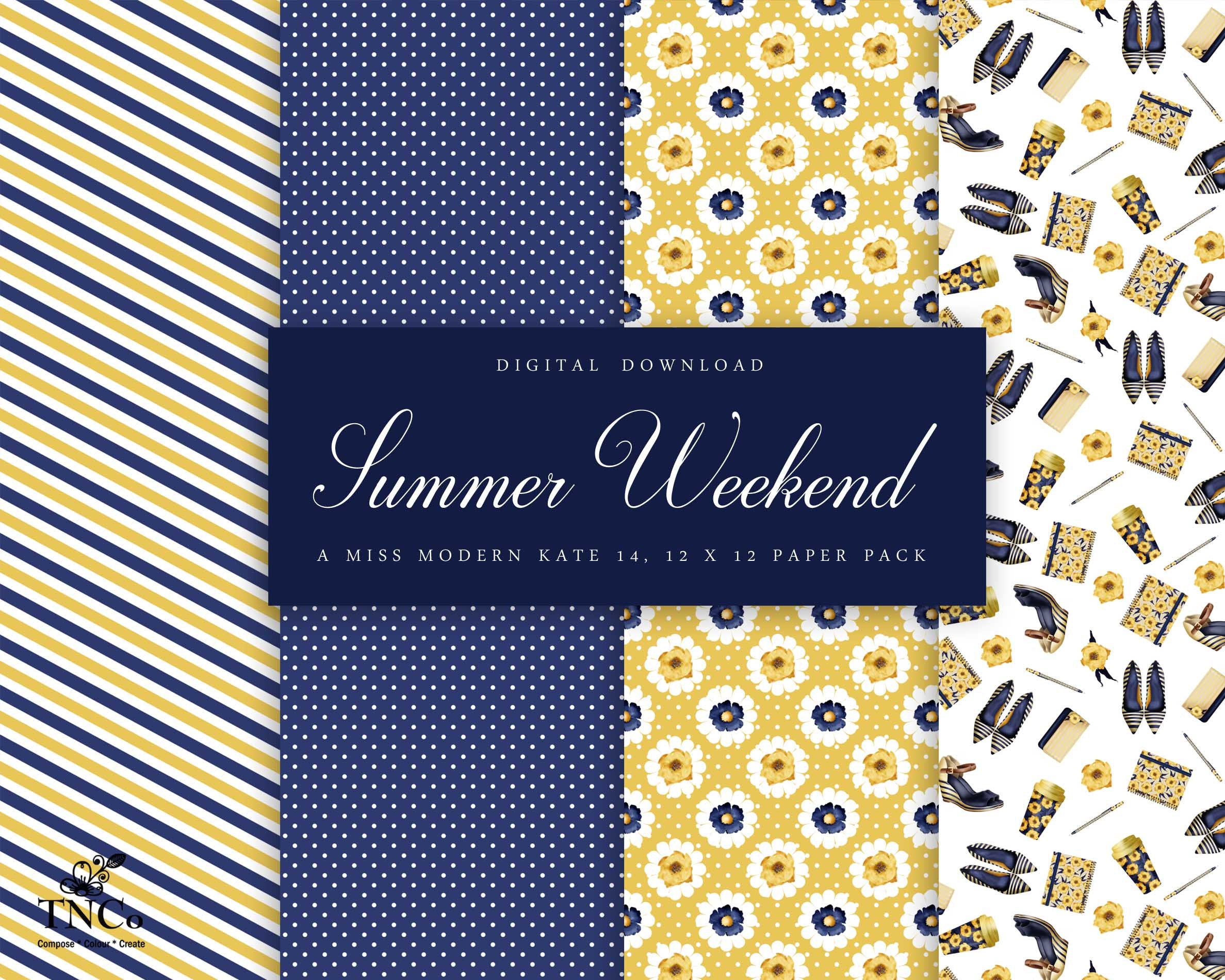 Summer Digital Paper Yellow Digital Paper Floral Digital - Etsy UK