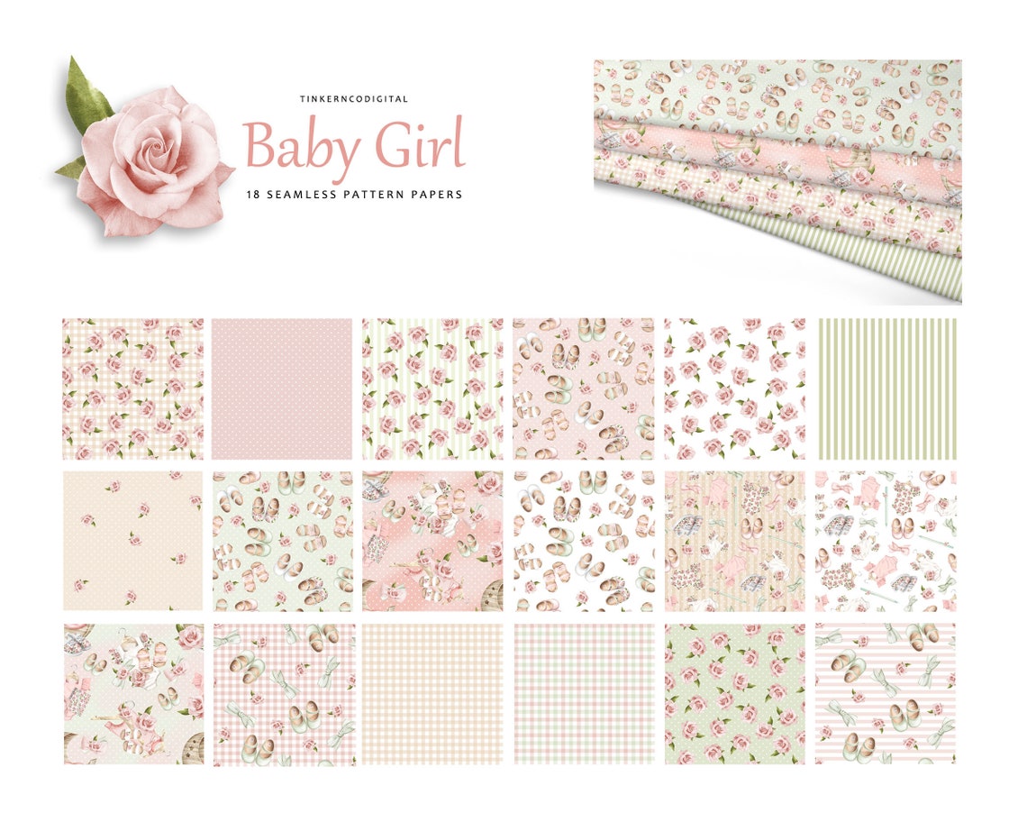 Rose pattern digital paper Gingham paper Digital Download | Etsy