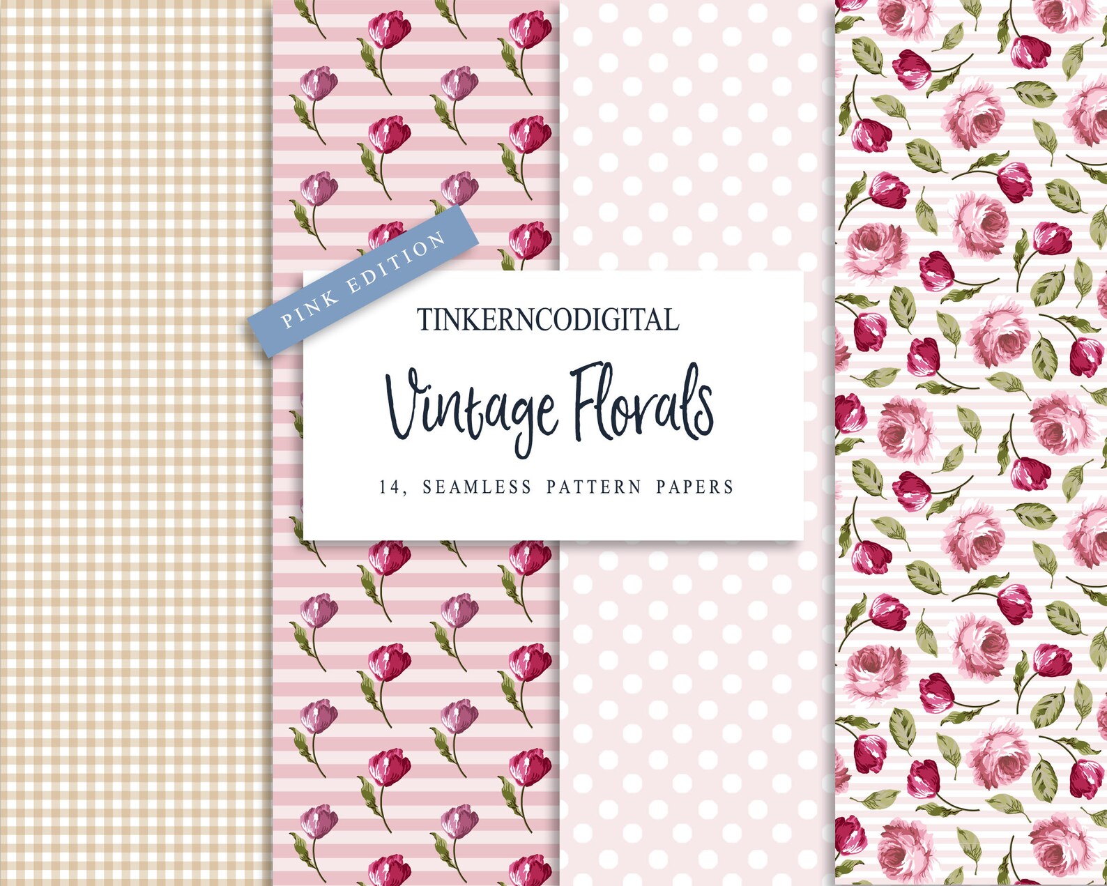 Pink Rose Seamless Digital Paper Vintage Digital Scrapbook - Etsy