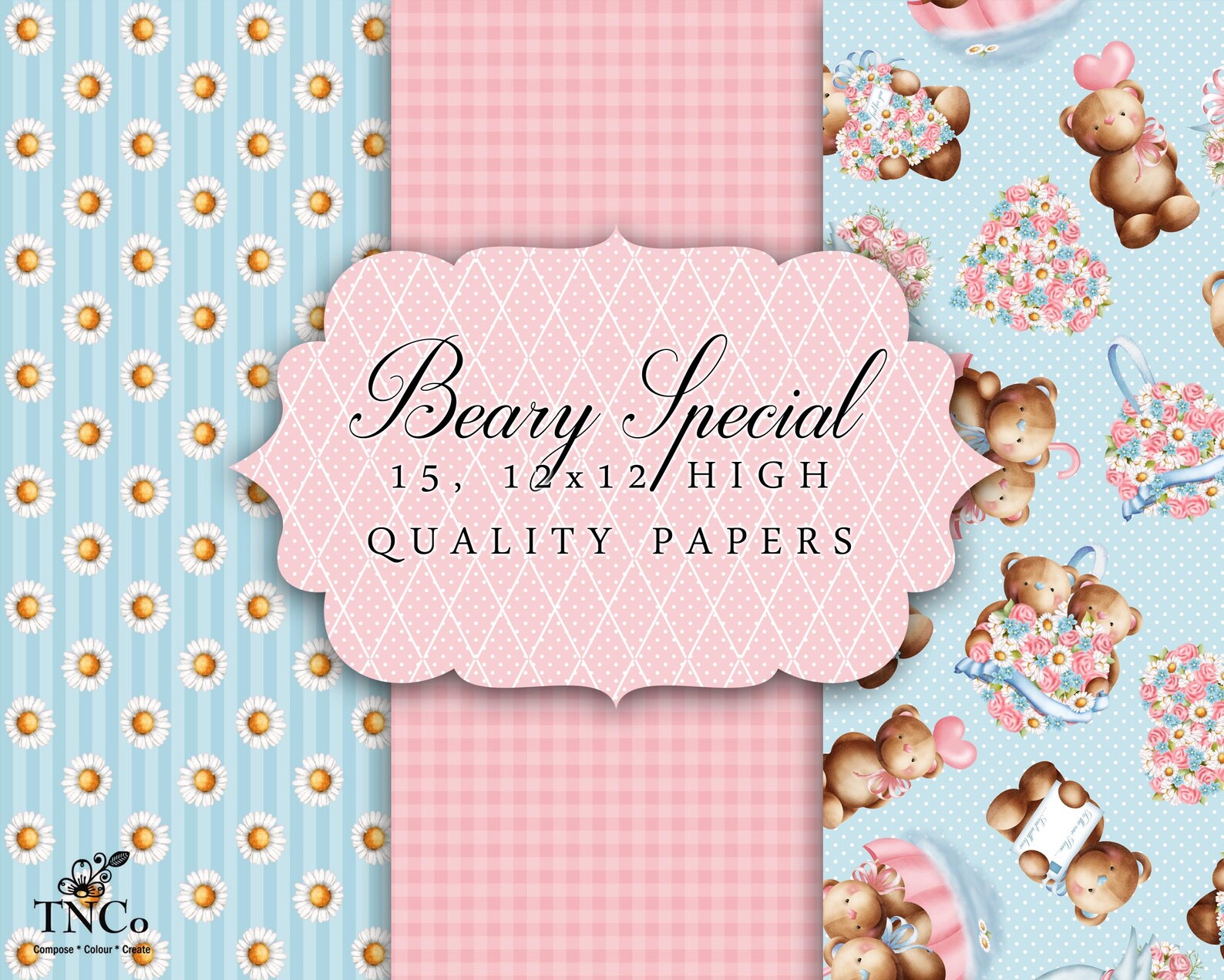 Pink Digital Paper - Digital Background - Blue Digital Paper - Digital ...