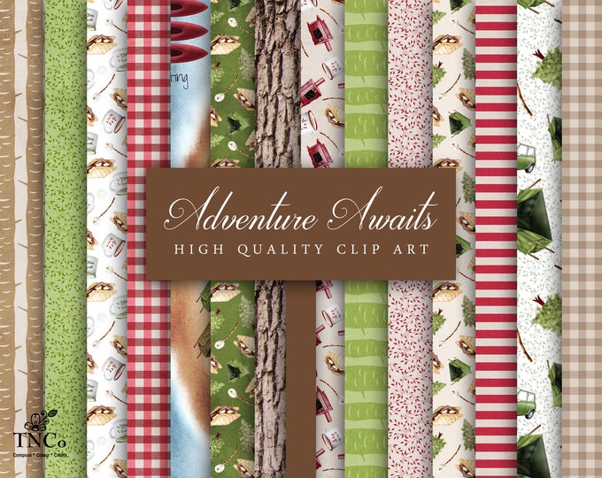 Camping Digital Papers - Camping Out Background - Woodland Digital ...
