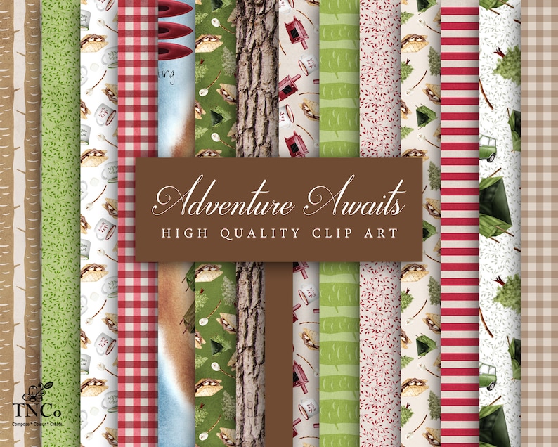 Camping Digital Papers Camping out Background Woodland | Etsy