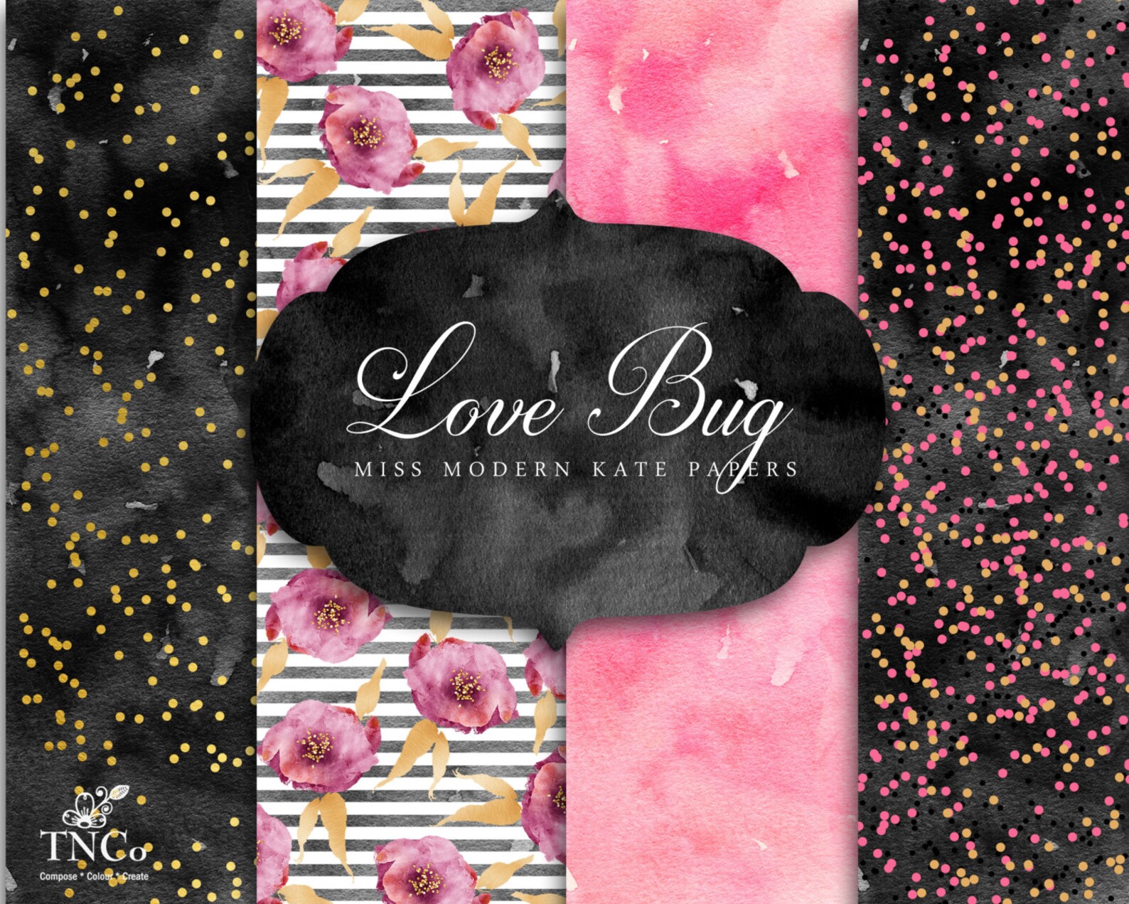 Love Digital Paper Pink Floral Paper Watercolor Flowers - Etsy