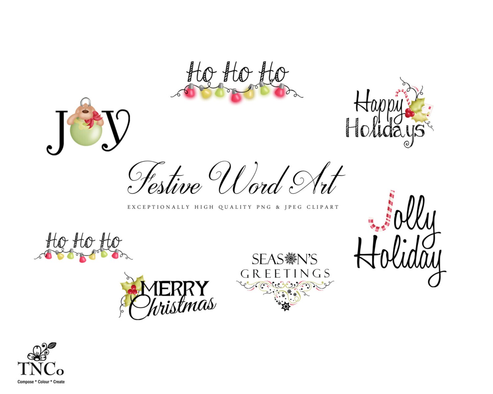 Christmas Digital Word Art Festive Instant Download Happy - Etsy