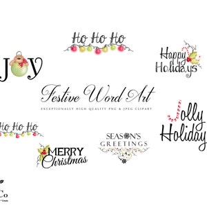 Christmas Digital Word Art, Festive Instant Download, Happy Holidays ...