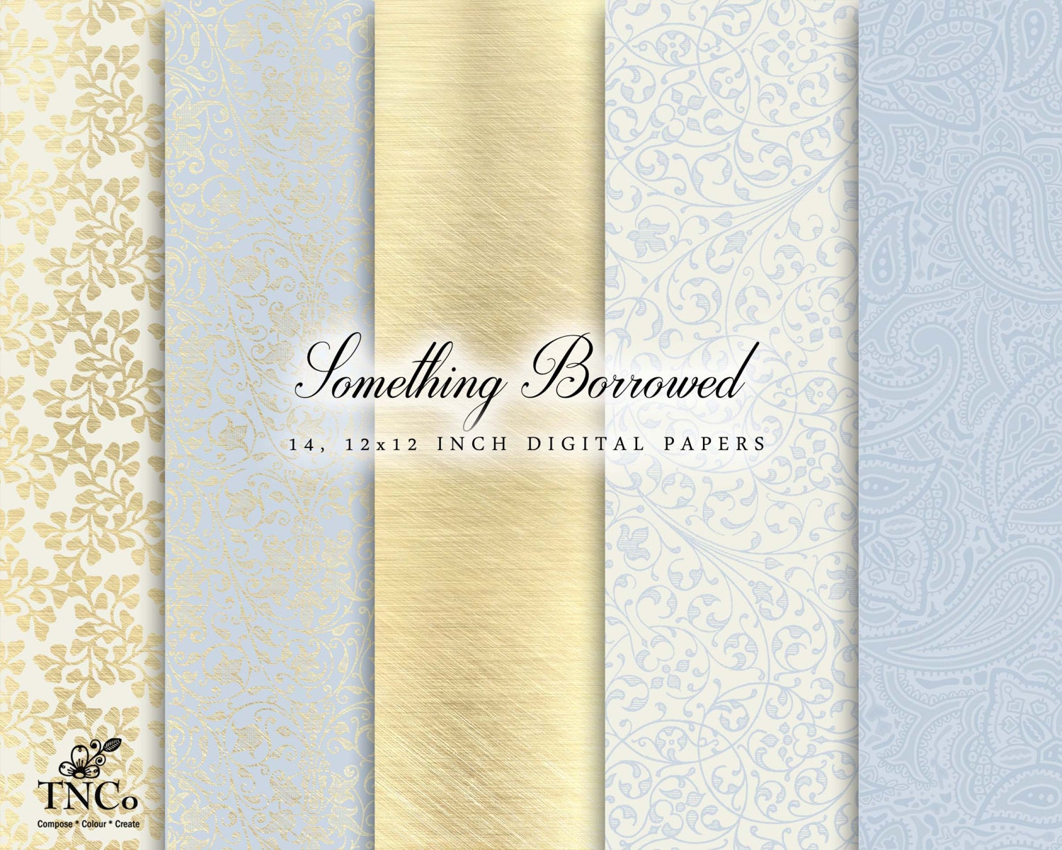 Glitter Digital Paper Blue Digital Paper Digital Gold Foil | Etsy