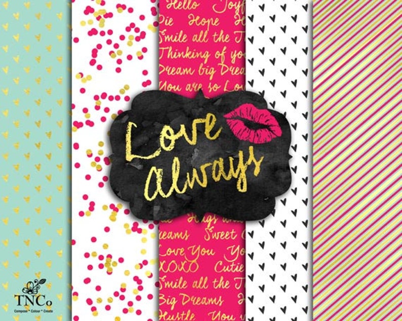 Love Print Digital Paper Digital Scrapbook Paper Word | Etsy
