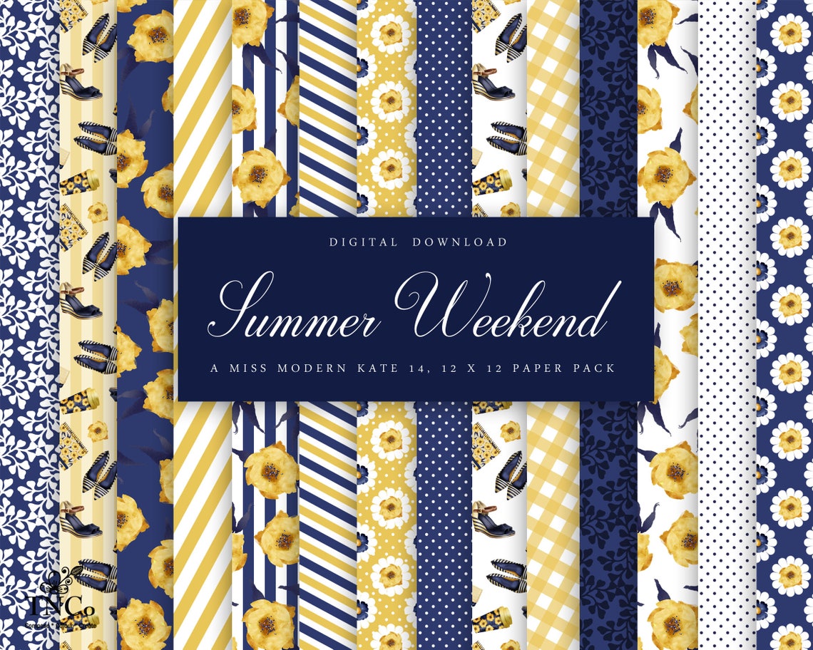 Summer Digital Paper Yellow Digital Paper Floral Digital - Etsy UK