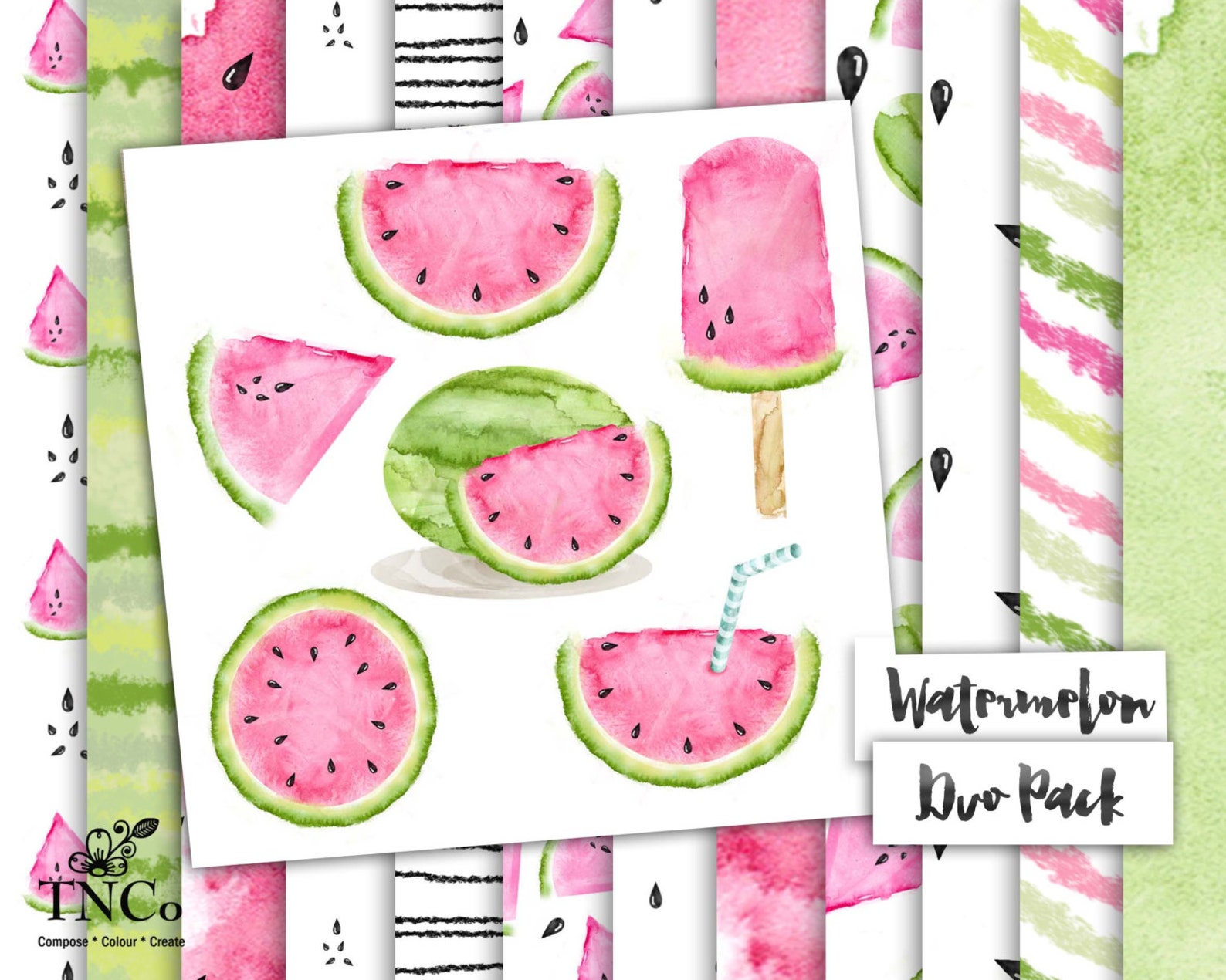 Watermelon Clipart, Watermelon Paper, Watermelon Illustration, Fruit ...