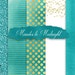 Digital Paper, Teal and Gold Scrapbook Paper, Watercolor Digital Paper ...