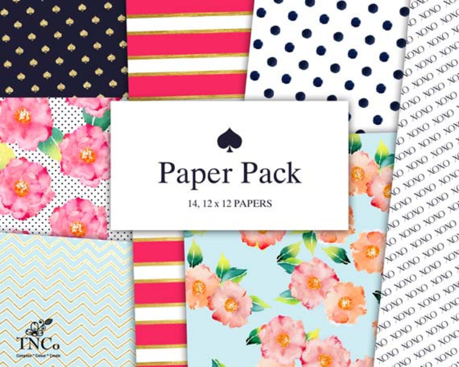 Digital Scrapbook Paper - Modern Prints - Patterned Paper - Preppy ...