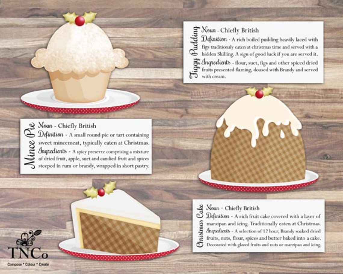 Christmas Dessert Clipart, Word Art Instant Download, Christmas Cake ...