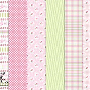 Rose Digital Paper - Green Gingham Pattern - Digital Paper Download ...