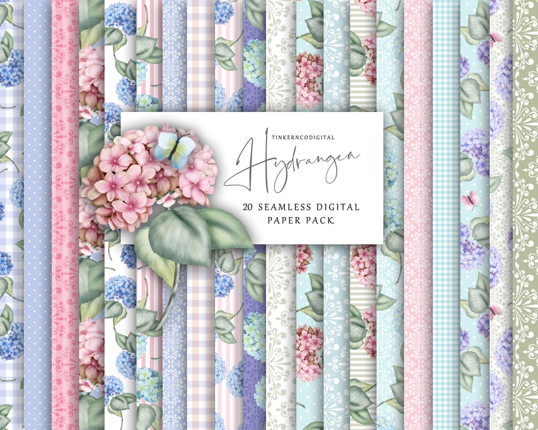 Floral Background Papers - Hydrangea Patterned Tiles - Seamless ...