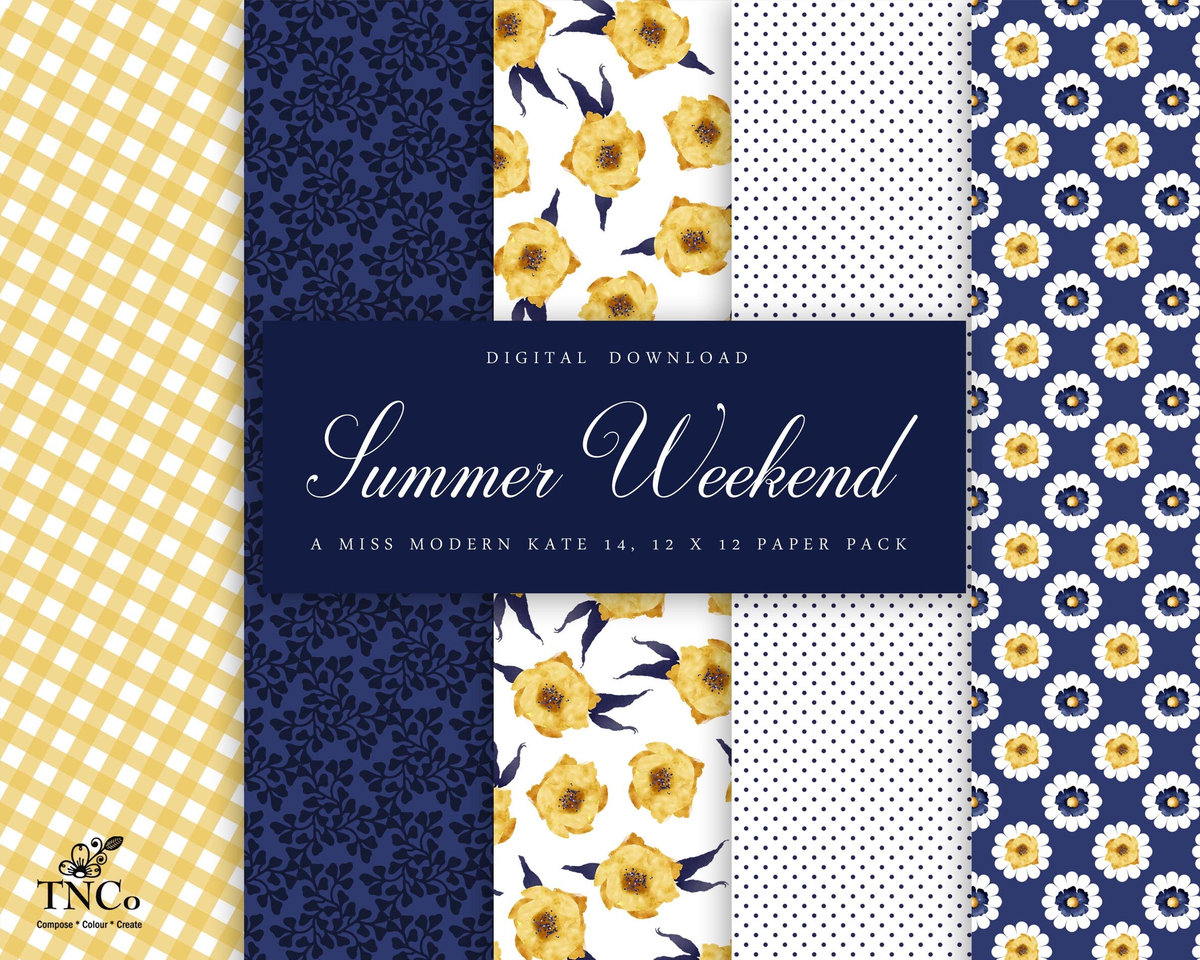 Summer Digital Paper Yellow Digital Paper Floral Digital - Etsy UK