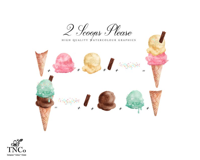 Ice Cream Clip Art - Watercolour Clip Art - Watercolour Ice Creams ...
