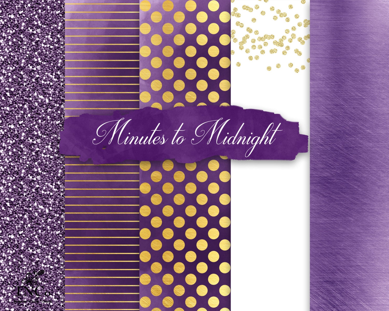 Purple Digital Paper Purple and Gold Scrapbook Paper - Etsy