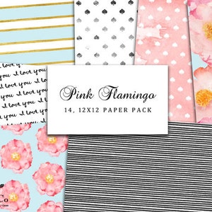 Flamingo Paper - Digital Scrapbooking Paper - Polka Dot Digital Paper ...