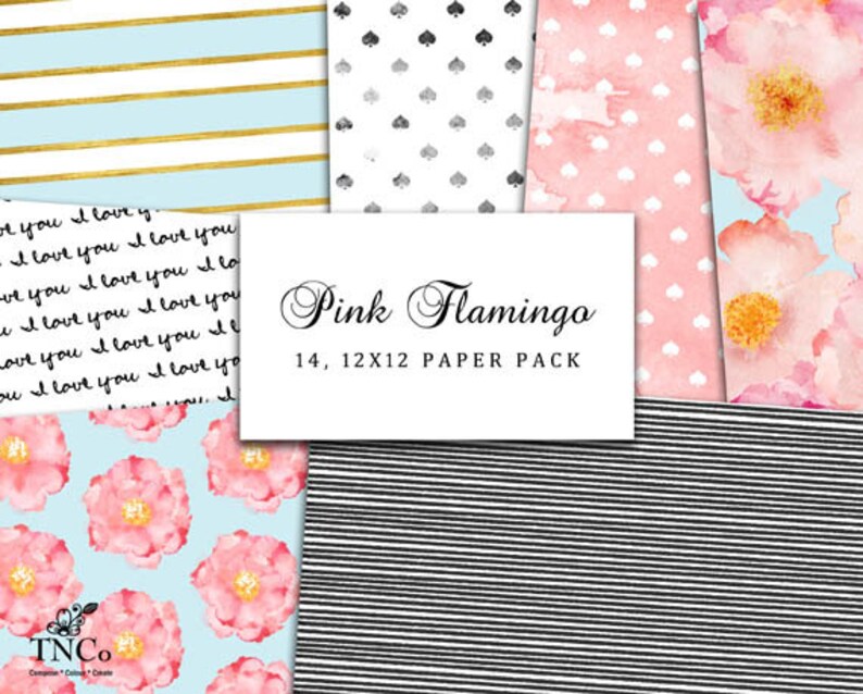 Flamingo Paper - Digital Scrapbooking Paper - Polka Dot Digital Paper ...