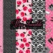 Floral Digital Paper - Chevron Paper - Pink Digital Paper - Digital ...