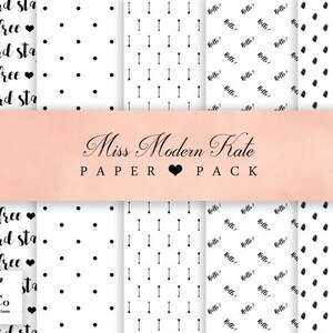 Black and White Digital Paper - Black and White Print - Modern Digital ...