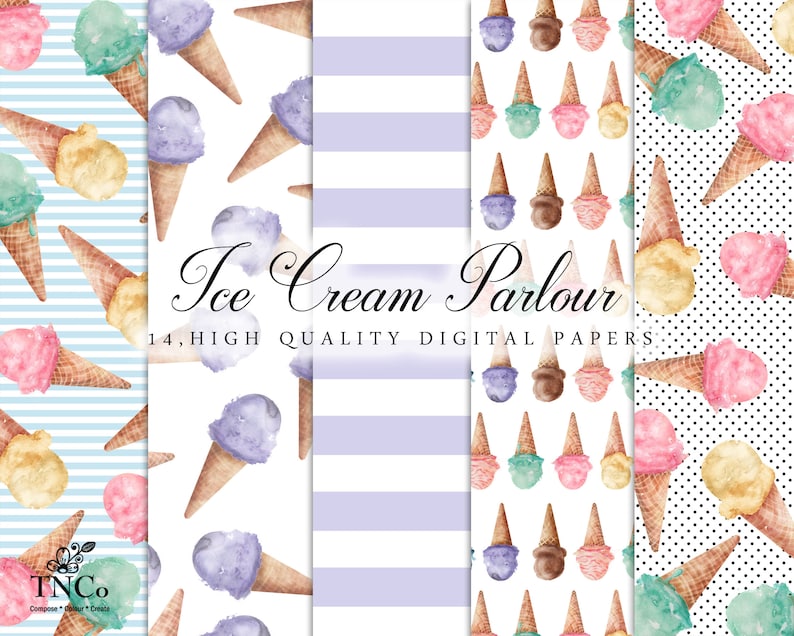 Ice Cream Digital Paper Digital Download Summer Paper - Etsy