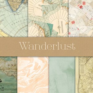 Vintage Map Papers - Scrapbook Papers - Digital Scrapbook Paper ...