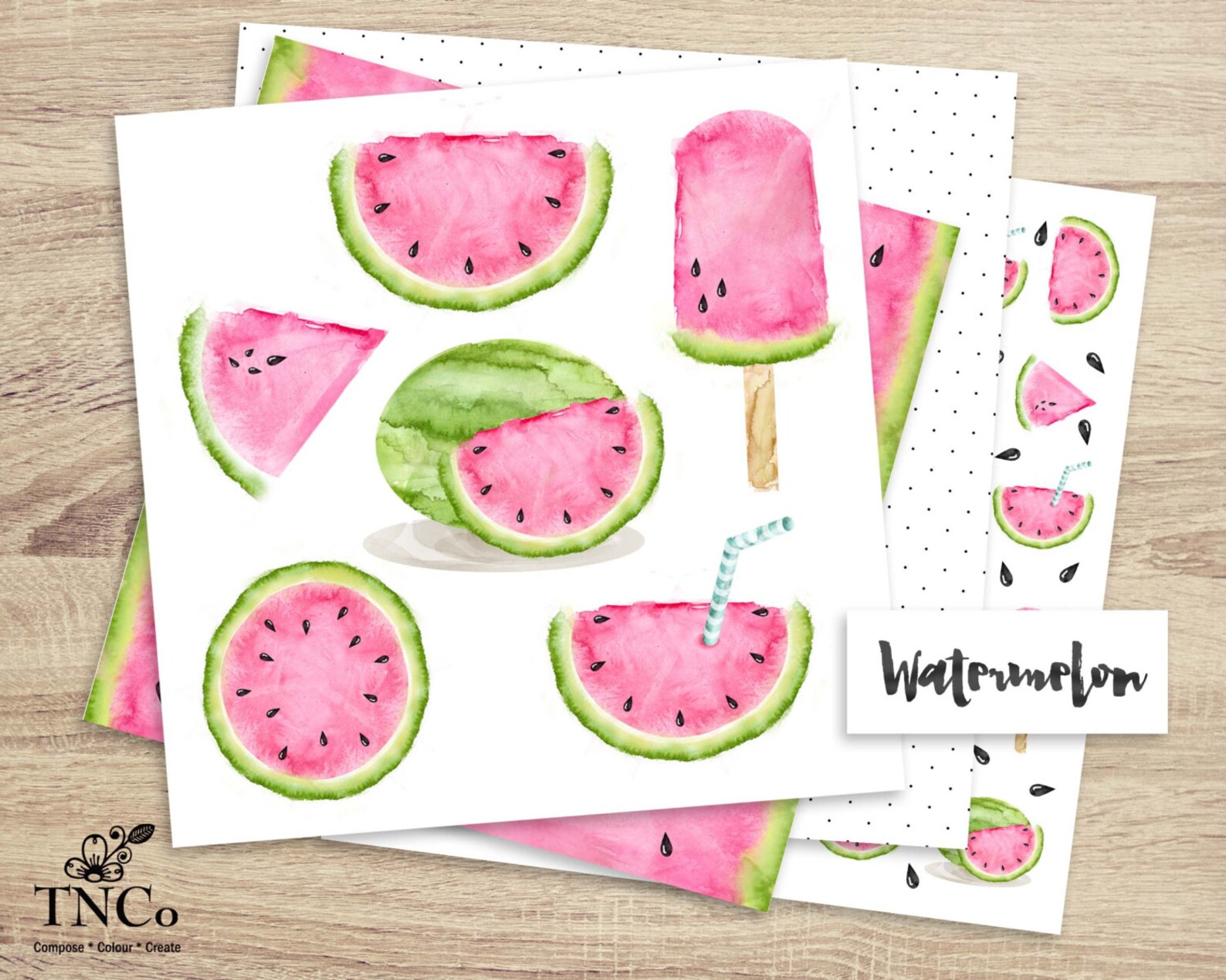 Watermelon Clipart, Watermelon Paper, Watermelon Illustration, Fruit ...
