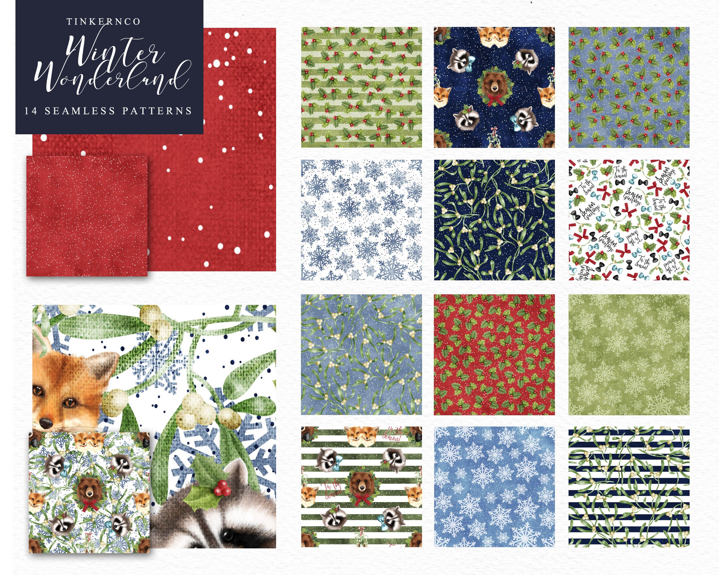 Christmas Digital Paper Festive Seamless Pattern Tiles | Etsy