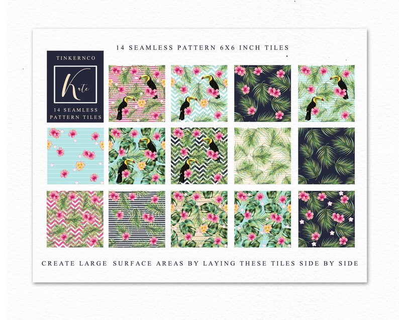 Tropical Print Digital Paper - Stripe Paper - Exotic Patterned ...