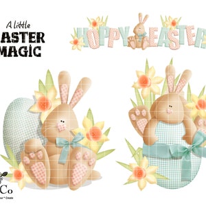 Easter Download, Rabbit Digital Clipart, Spring Printable, Bunny Word ...
