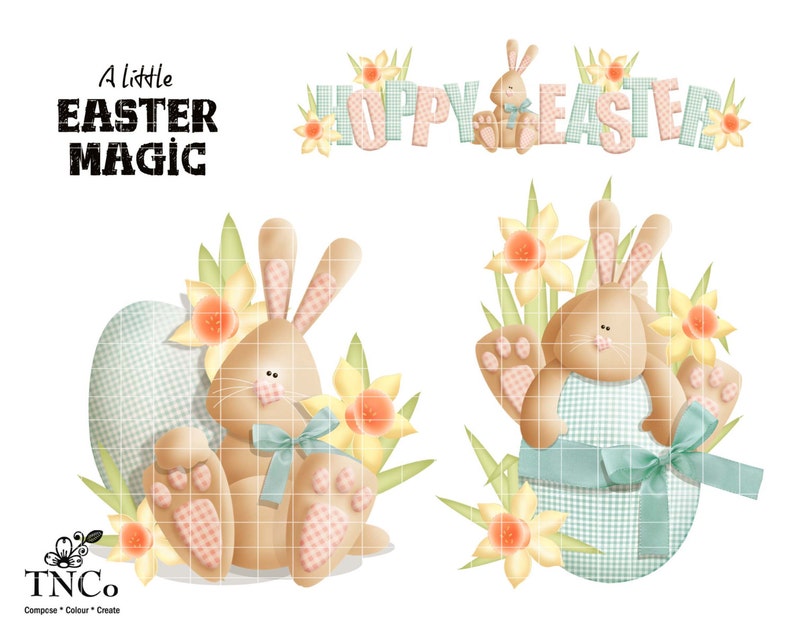 Easter Download, Rabbit Digital Clipart, Spring Printable, Bunny Word ...
