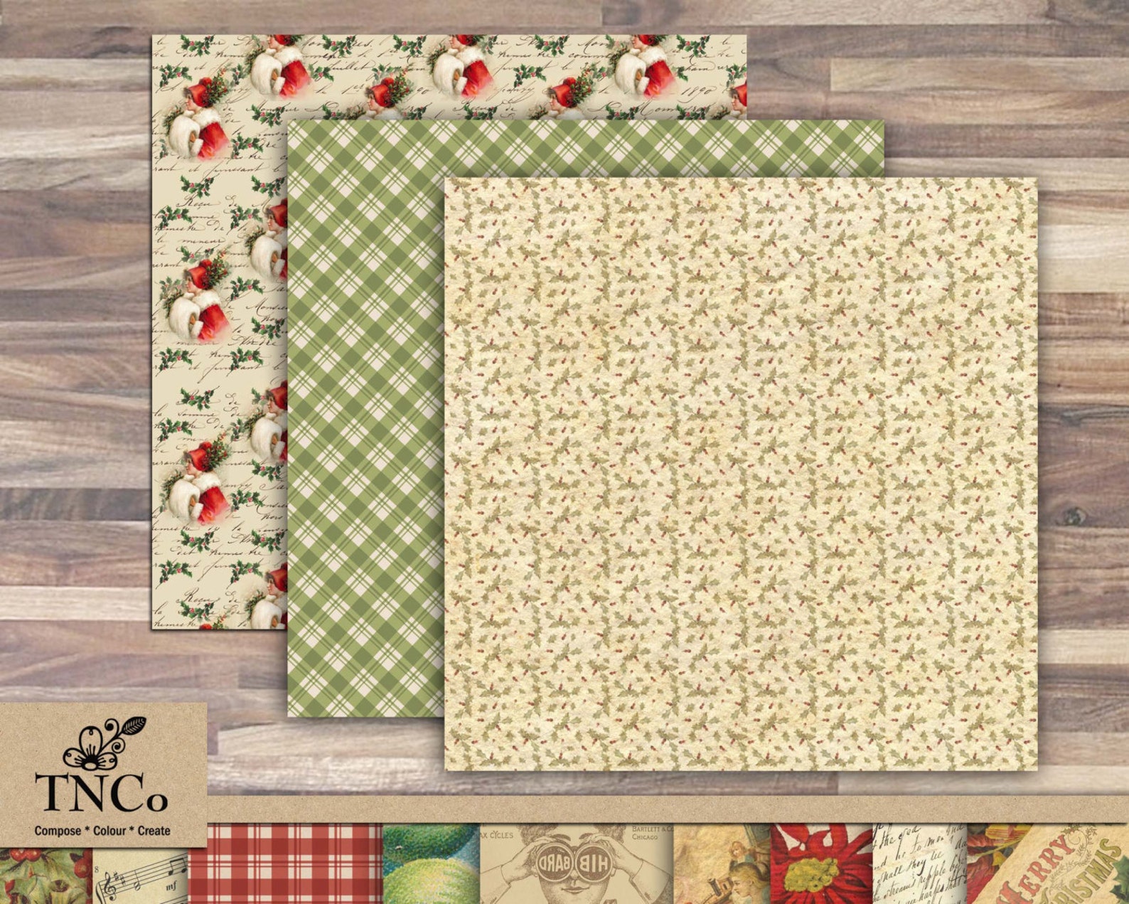 Vintage Style Christmas Paper, Christmas Paper Download, 12 X 12 Paper ...