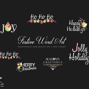 Christmas Digital Word Art, Festive Instant Download, Happy Holidays ...