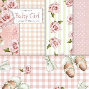 Rose Pattern Digital Paper - Gingham Paper - Digital Download ...