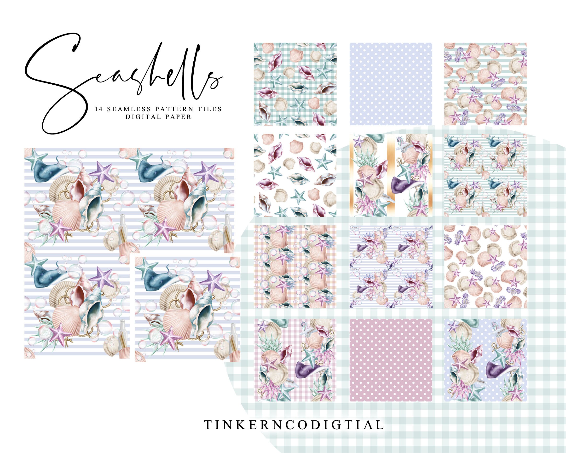 Summer Pattern Paper - Digital Background Paper - Ocean Digital Paper ...