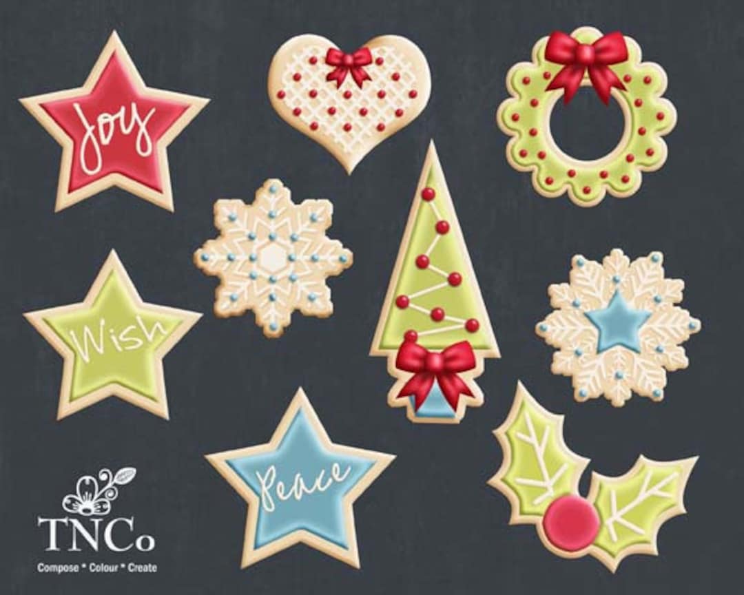 Cookie Clipart, Christmas Download, Set of 9 Christmas Digital Images ...